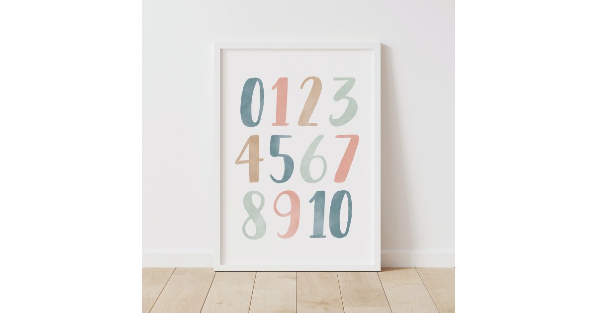 Pastel Numbers Girl Nursery Decor | Zazzle