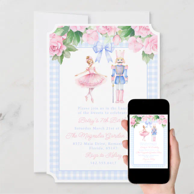 Pastel Nutcracker Christmas Birthday Party Invitation | Zazzle