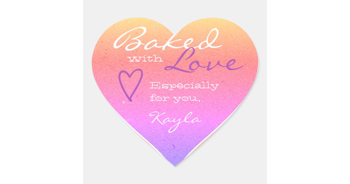 Pastel Ombre Purple Pink Made Love Heart Shape Sticker | Zazzle