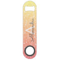 Pastel Orange Gold Glitter & Sparkle Monogram Bar Key | Zazzle