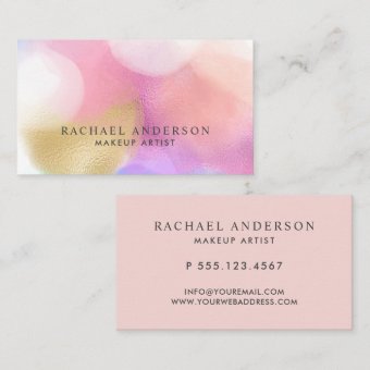 Pastel Paint Splotches Makeup Artist Business Card | Zazzle