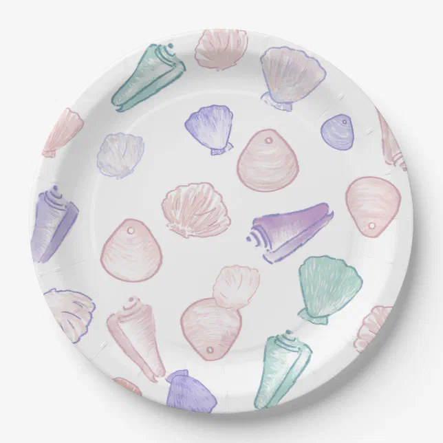 Pastel Painterly Seashell Under the Sea Party Paper Plates | Zazzle