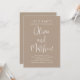 Pastel pale taupe typography script wedding + QR Invitation | Zazzle