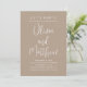 Pastel pale taupe typography script wedding + QR Invitation | Zazzle