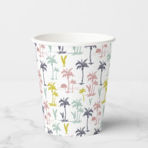 Pastel Palm Tree by the Beach Pattern Paper Cups | Zazzle