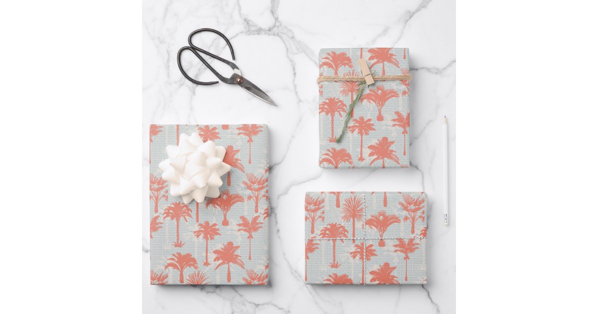 Pastel Palm Tree Pattern Wrapping Paper Sheets | Zazzle