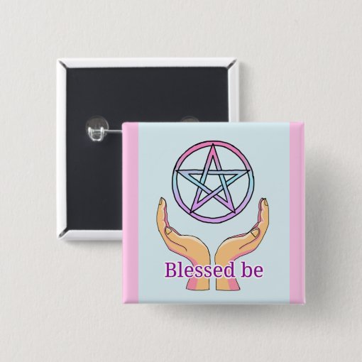 Pastel Pentacle "Blessed be" Pentagram Pinback Button | Zazzle