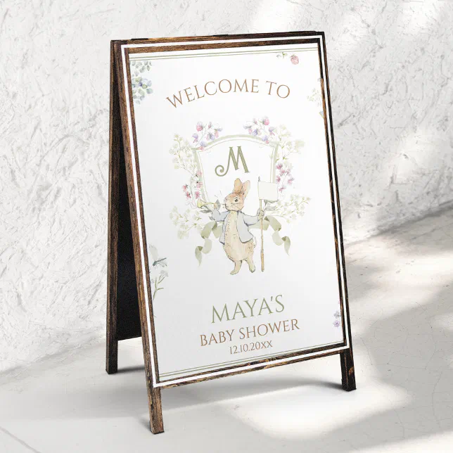 Pastel Peter the Rabbit Baby Shower Welcome Sign | Zazzle