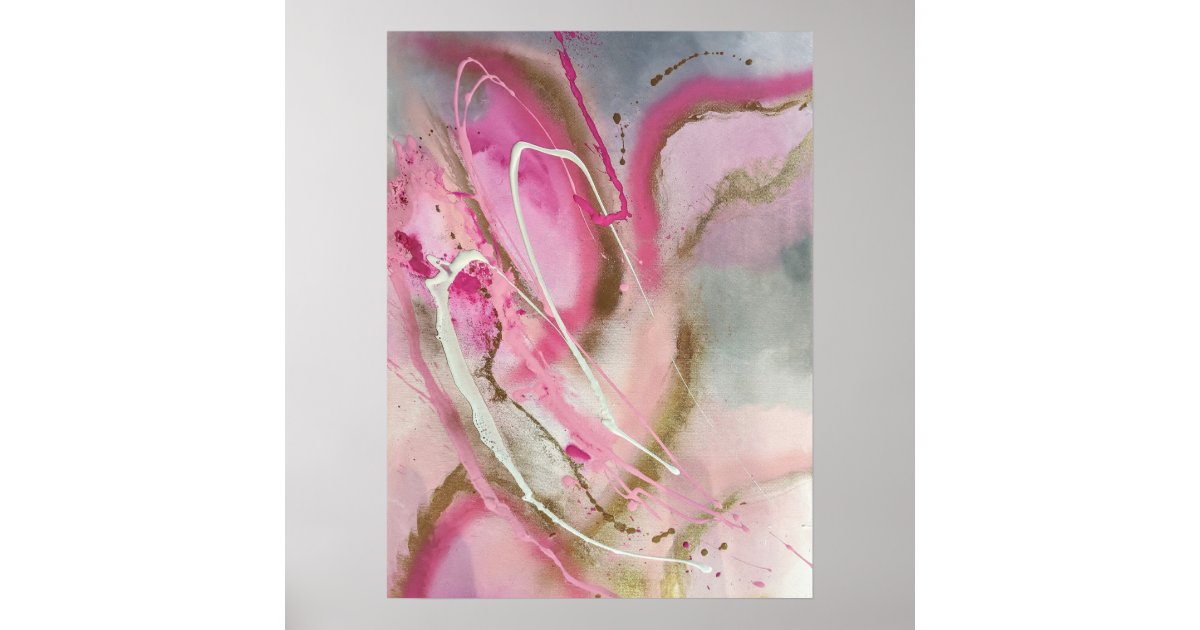 Pastel Pink Abstract Art on Canvass Poster | Zazzle