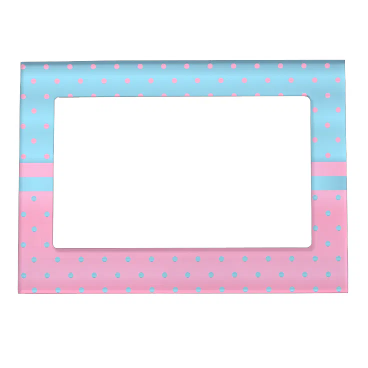 Pastel Pink and Baby Blue Polka Dots Magnetic Frame | Zazzle