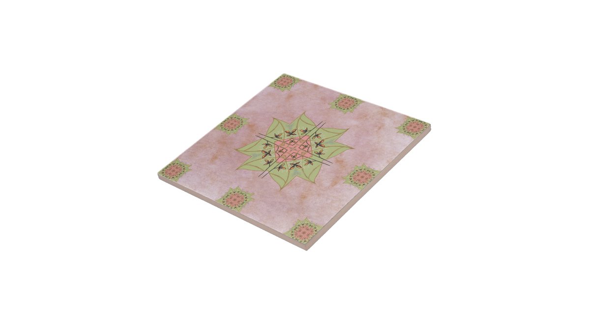 Pastel Pink and Green Tile | Zazzle