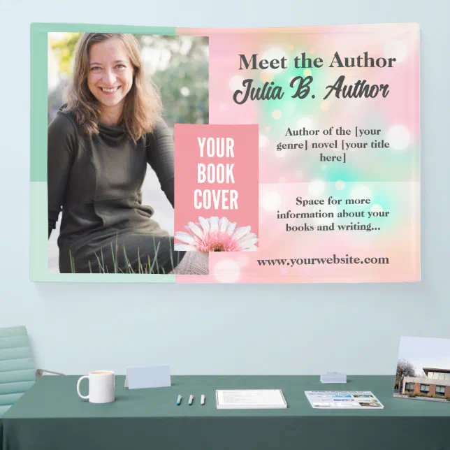 Pastel Pink and Mint Custom Author Book Signing Banner | Zazzle