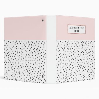 Pastel pink black watercolor polka dots monogram 3 ring binder | Zazzle