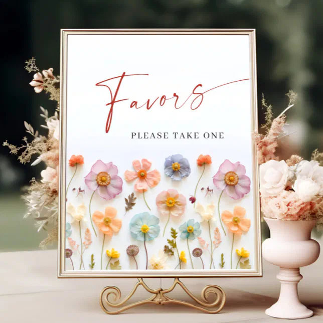 Pastel Pink Blush Bohemian Wildflowers Favors Poster | Zazzle