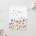 Pastel Pink Boho Wildflowers Wedding Details Invitation | Zazzle