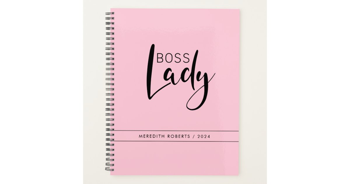 Pastel Pink Boss Lady Logo Personalized Planner | Zazzle