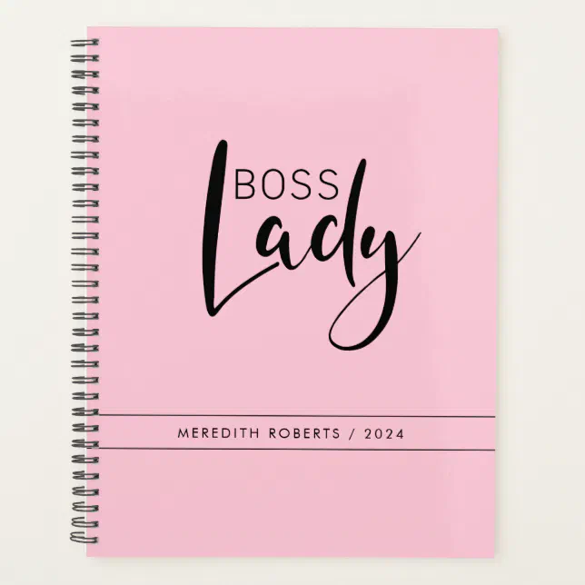 Pastel Pink Boss Lady Logo Personalized Planner | Zazzle