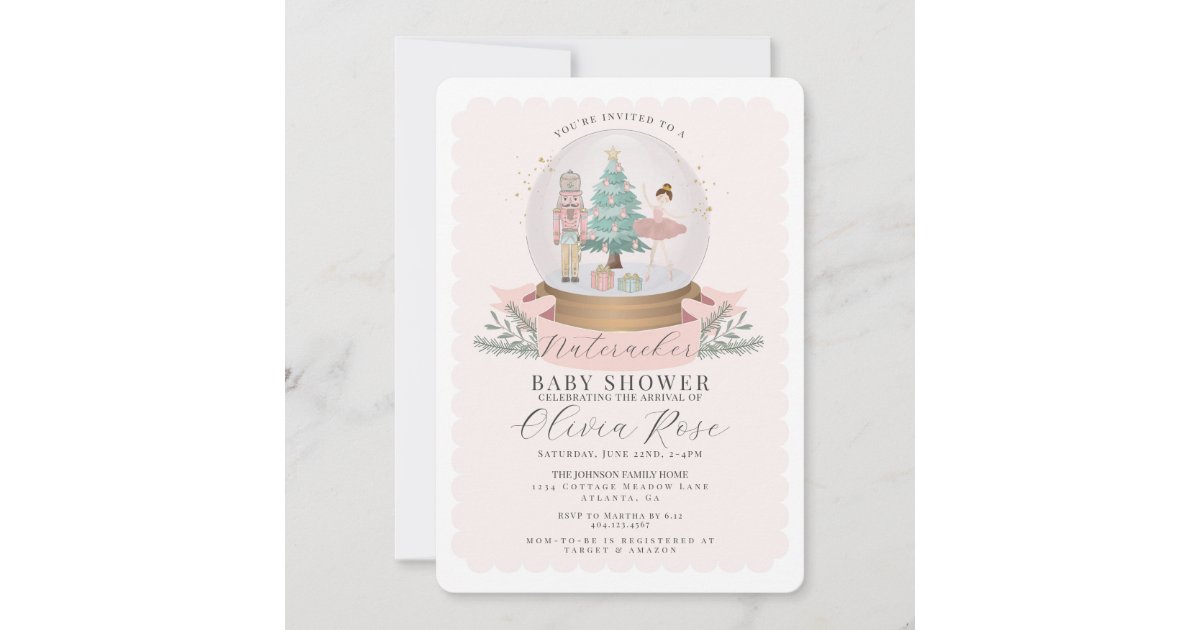 Pastel Pink Christmas Nutcracker girl baby shower | Zazzle