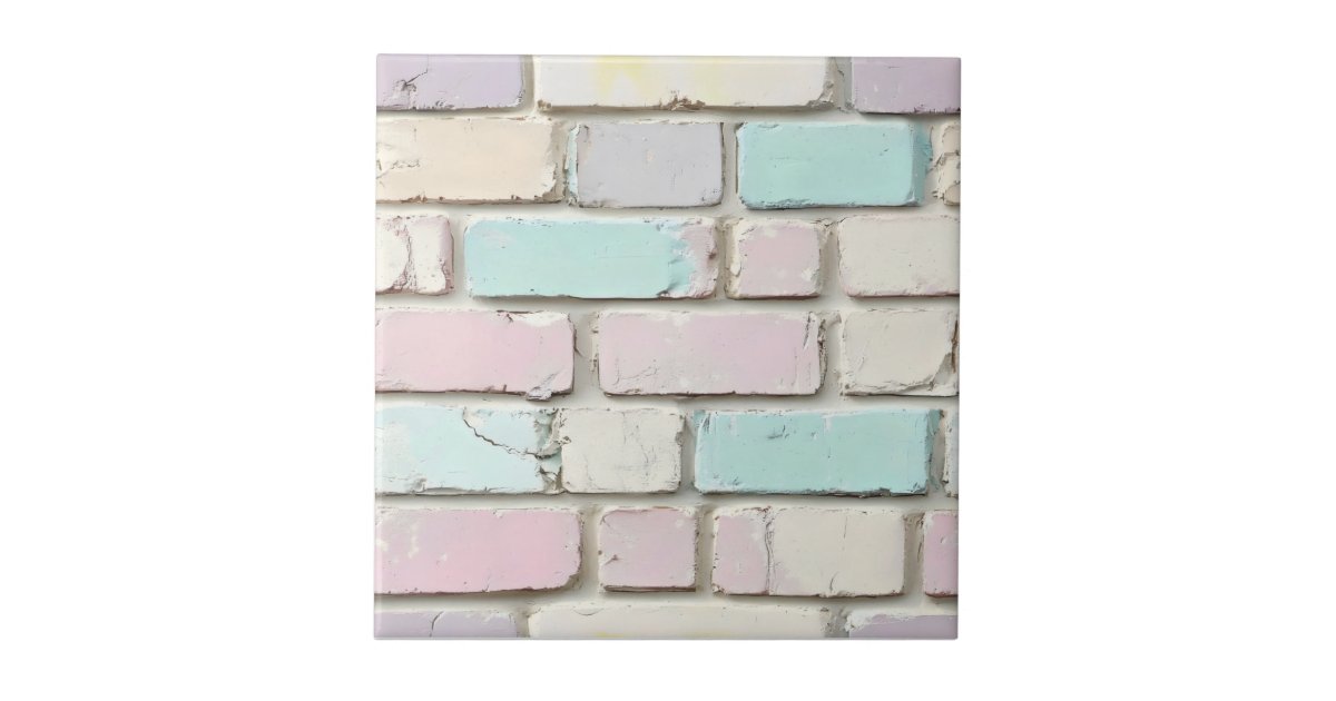 Pastel Pink Color Brick Pattern Ceramic Tile | Zazzle