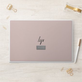 Pastel Pink Faux Silver Monogram HP Laptop Skin | Zazzle