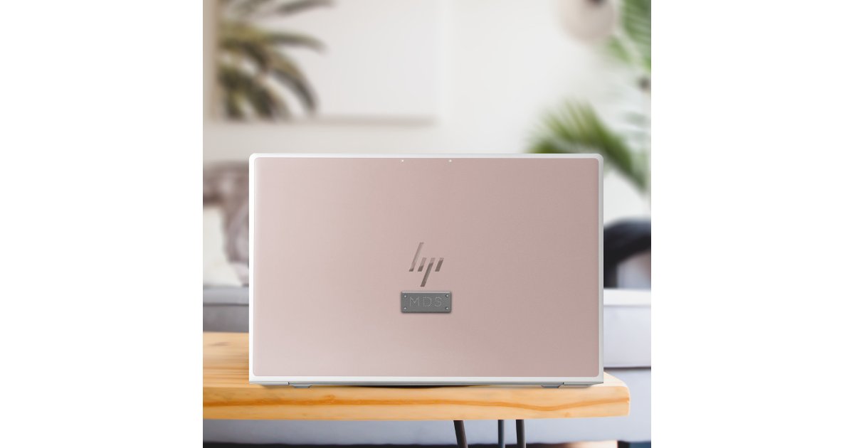 Pastel Pink Faux Silver Monogram HP Laptop Skin | Zazzle