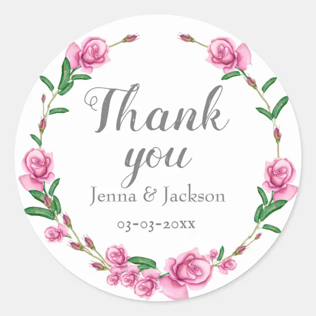 Pastel Pink Floral Classic Round Sticker | Zazzle