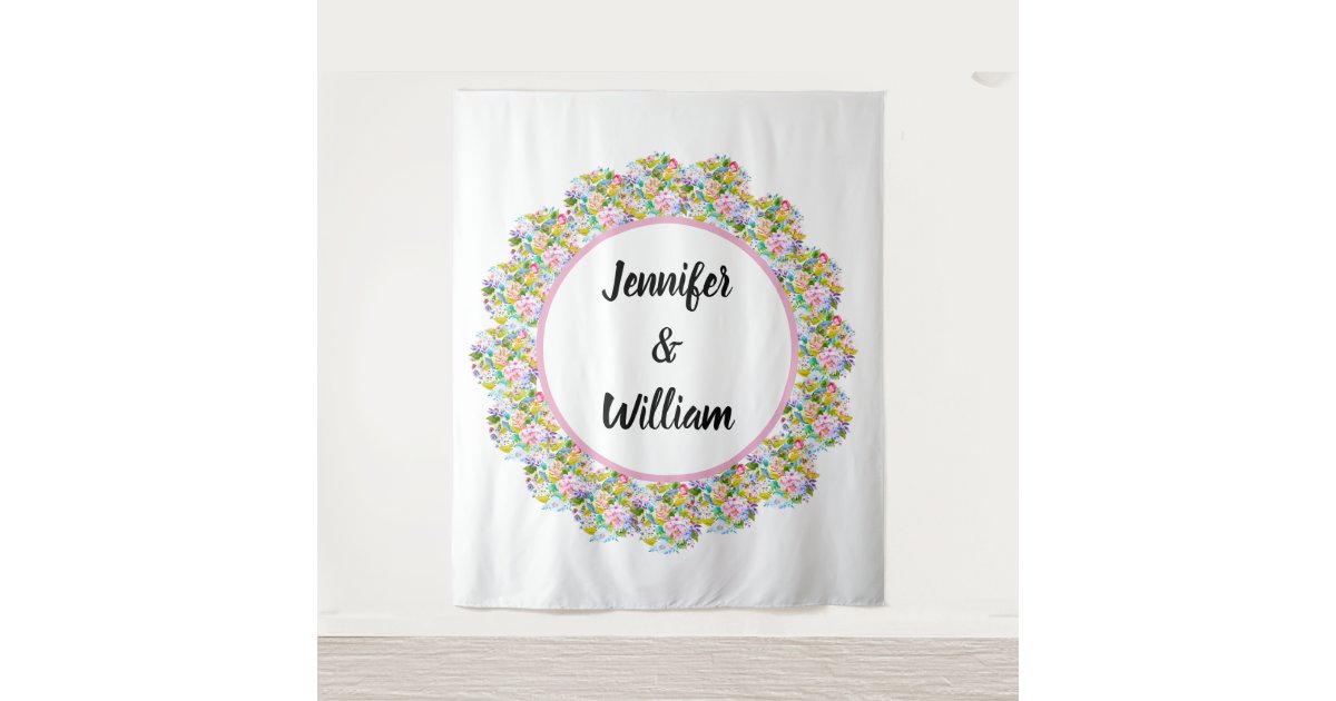 Pastel Pink Floral Romantic Wedding Backdrop | Zazzle