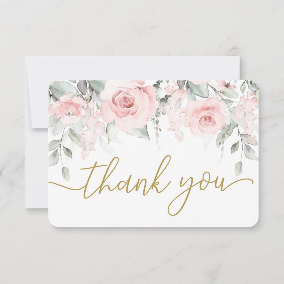 Pastel pink floral thank you card | Zazzle