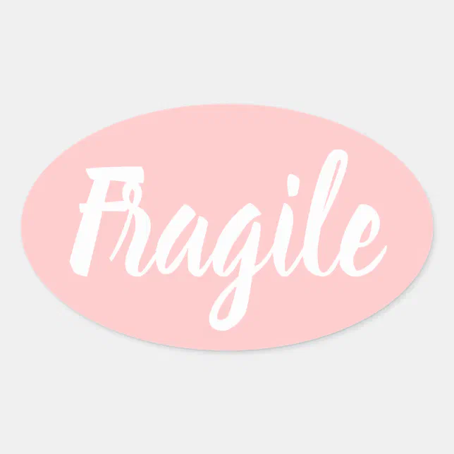 Pastel pink fragile trendy modern business oval sticker | Zazzle