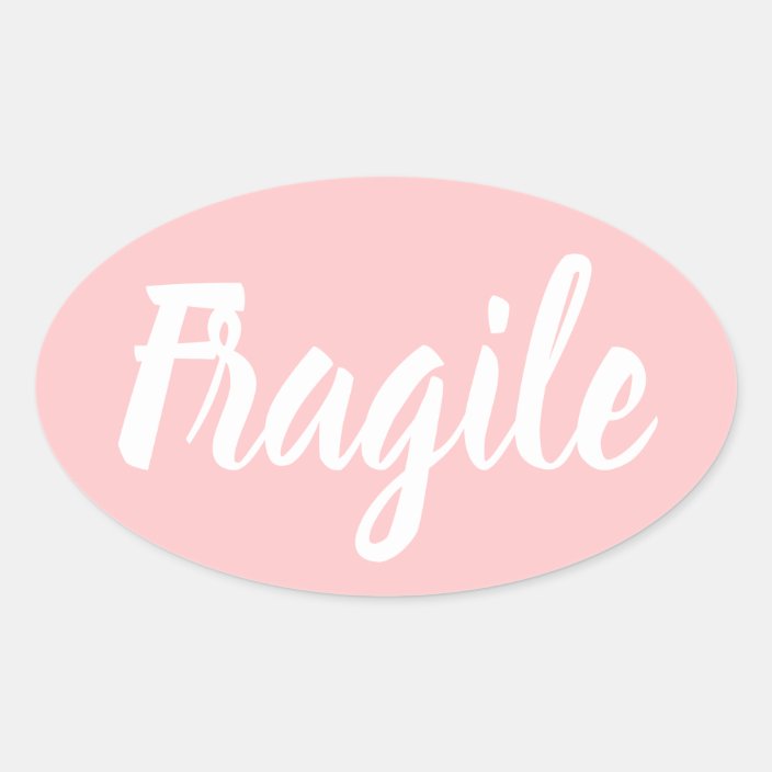 Pastel pink fragile trendy modern business oval sticker | Zazzle.com