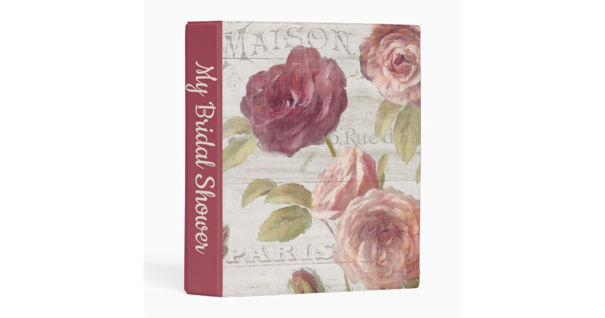 Pastel Pink French Roses Mini Binder | Zazzle