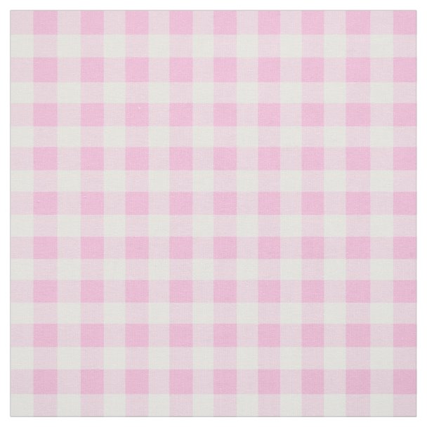 Pink White Checkered Gingham Pattern Fabric | Zazzle