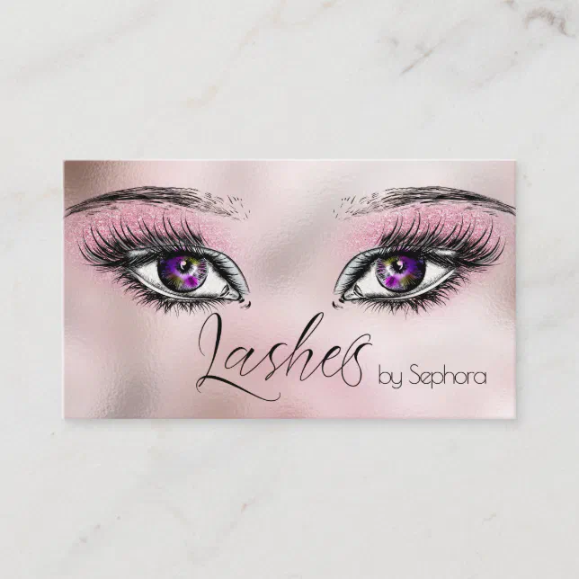 Pastel Pink Glitter Lashes Extension Artist Business Card | Zazzle