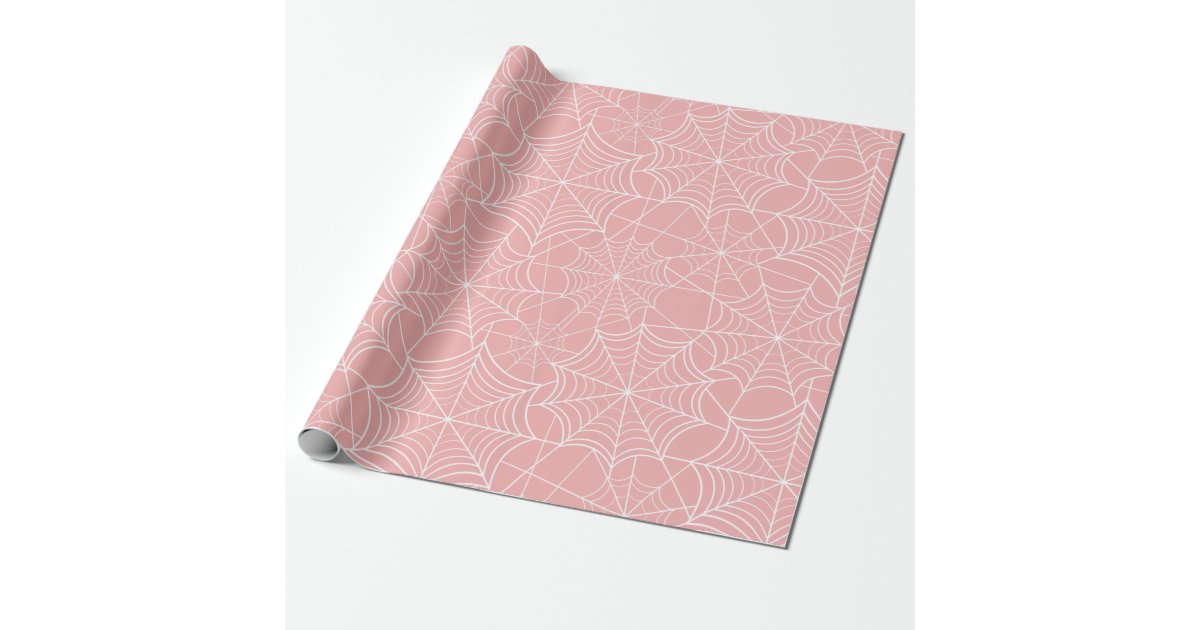 pastel pink halloween spider web wrapping paper | Zazzle