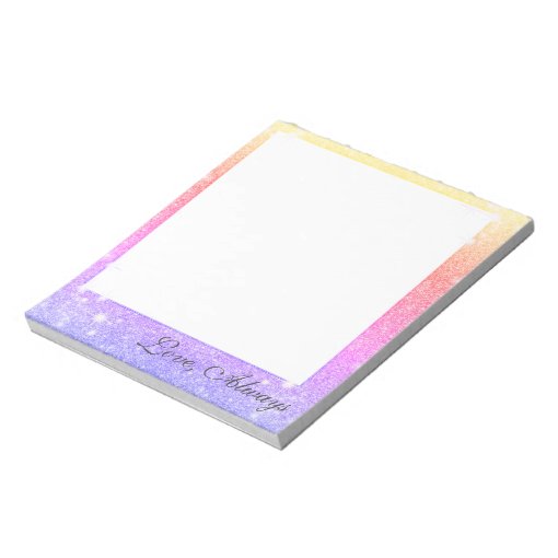 Pastel Pink Lavender Gold Glitter Sparkle Notepad | Zazzle