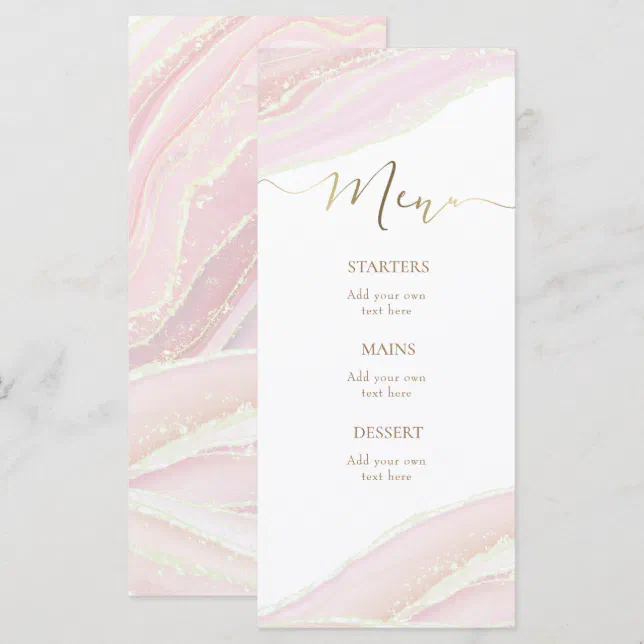pastel pink marble Menu | Zazzle