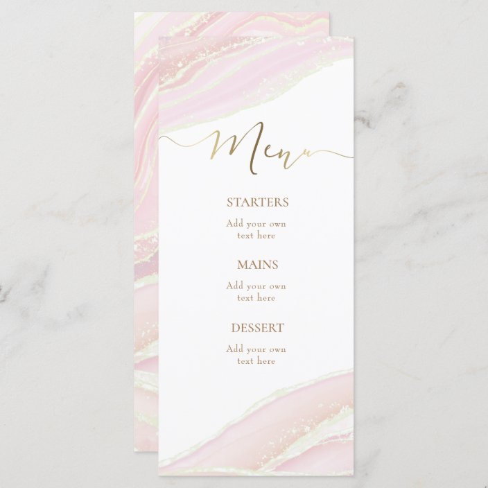 pastel pink marble Menu | Zazzle.com
