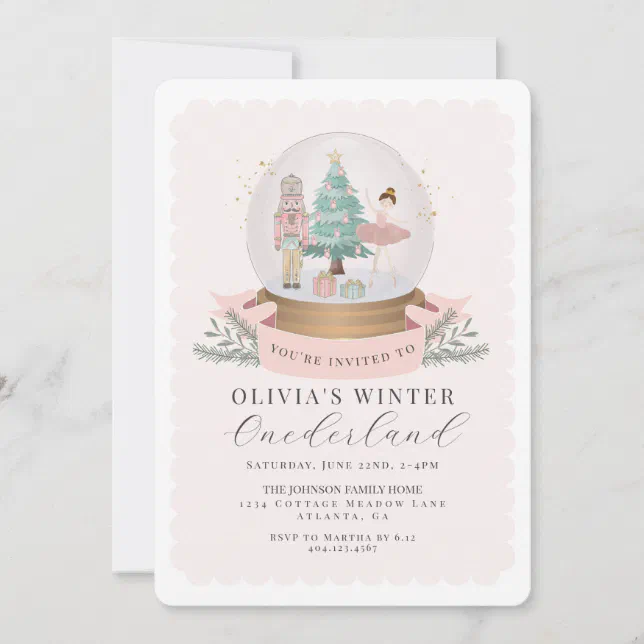 Pastel Pink Nutcracker first birthday party invite | Zazzle