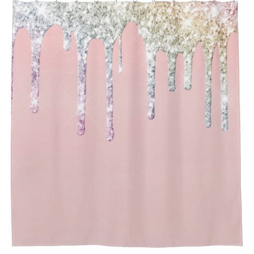 Pastel Pink OMBRE GLITTER Drip Magenta AP7 Shower Curtain | Zazzle