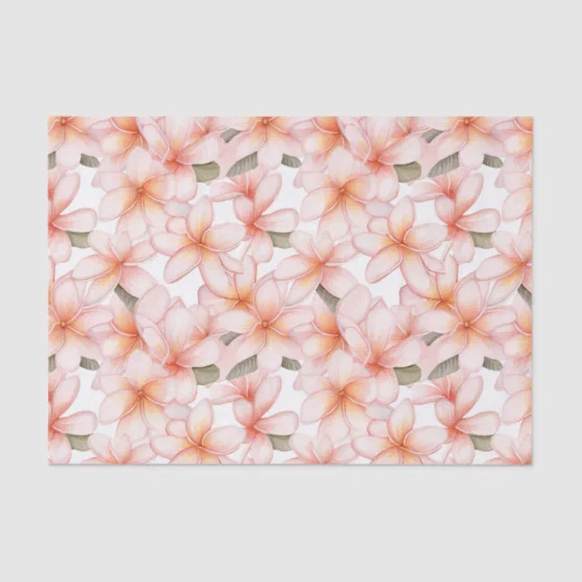 Pastel Pink Plumeria Frangipani Floral Patterned Tissue Paper | Zazzle