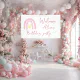Pastel pink rainbow Baby Girl 1st Birthday Party Banner | Zazzle