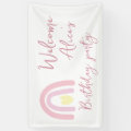 Pastel pink rainbow Baby Girl 1st Birthday Party Banner | Zazzle