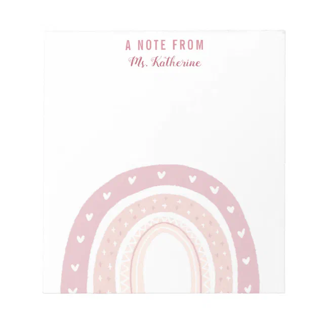 Pastel Pink Rainbow Boho Notepad | Zazzle