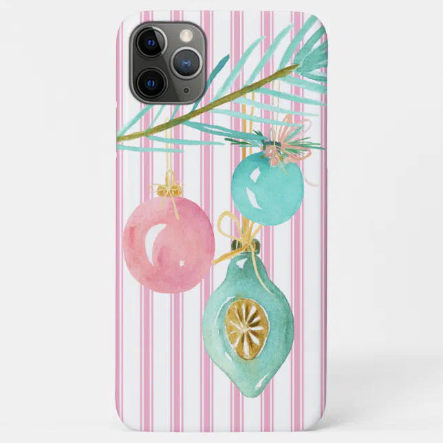 Pastel Pink Ticking Stripe Christmas Ornament Case-Mate iPhone Case ...