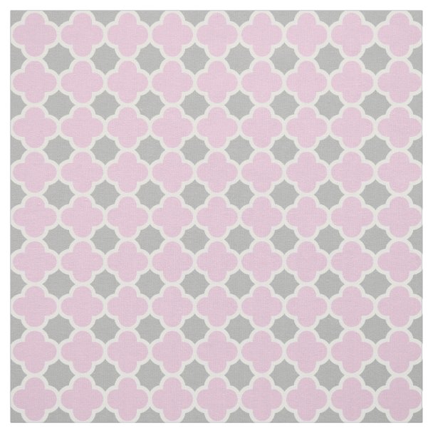 Classic Pink & Gray Pattern Fabric | Zazzle.com