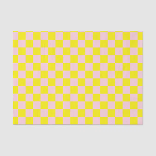 Pastel Pink Yellow Checkered Checkerboard Vintage Tissue Paper | Zazzle
