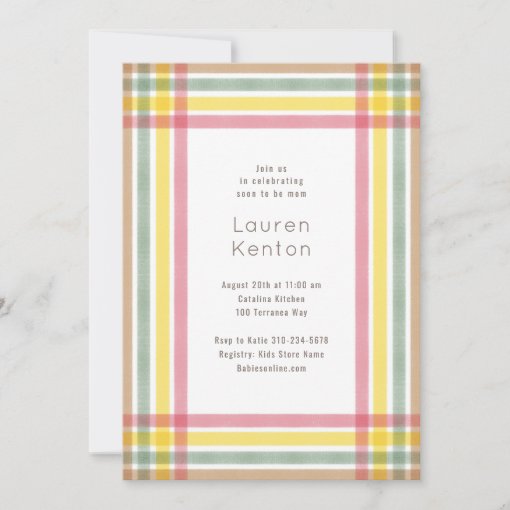 Pastel Plaid Baby Shower Invitation | Zazzle