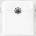 pastel planet slime template logo classic round sticker | Zazzle