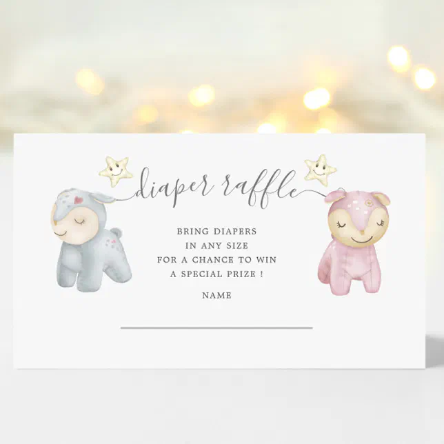 Pastel Plush Toys Diaper Raffle Ticket Enclosure Card | Zazzle