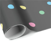 Pastel Polka Dots on Sheen Black Satin Wrapping Paper | Zazzle